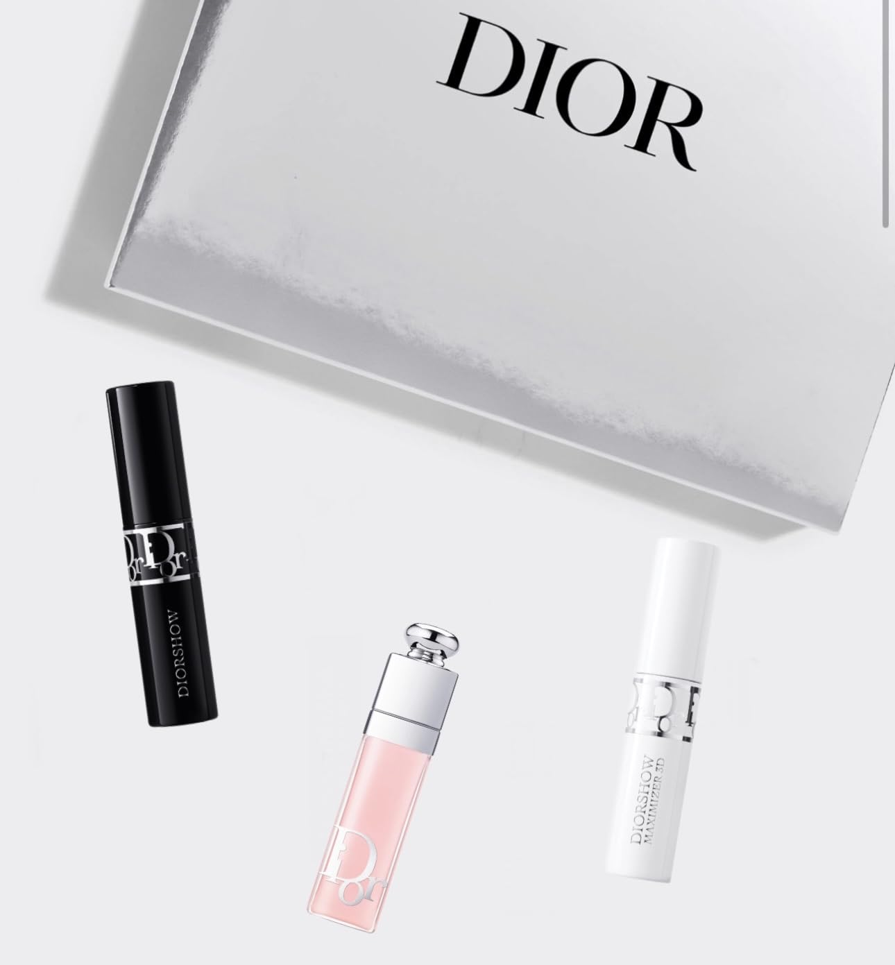 Dior Addict Mini Lip Maximizer 001 Pink, Mascara Base 3D Primer, Pump n Volume Mascara 090 - Travel Size Gift Set