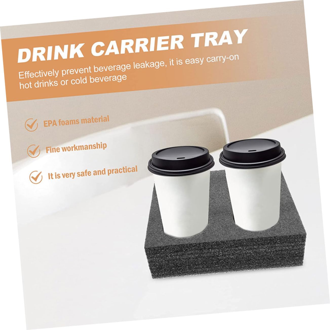 SWOOMEY Cup Holders for Drinks to go Cup Holders Drink Carry Holder take Drink Tray Drink Carrier Takeout 4-Cup Tray Milk Tea Coffee Tray Takeaway Cup epe Foam Composite Pearl Cotton