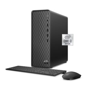 hp slim desktop, intel core i3-10105 processor, 12gb ddr4 ram, 512gb pcie m.2 ssd, hdmi, rj-45, wireless keyboard & mouse, wi-fi, windows 11 home, black