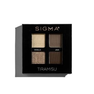 Sigma Beauty Quad Eyeshadow Palette – Makeup Eyeshadow Quad with a Buttery Soft Formula and Buildable, Blendable Shades for a Flawless Eye Look, Designed for All Day Wear (Tiramisu)