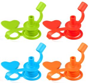 mbotnee baby water bottle cap silicone bottles top spout adapter replacement for toddlers kids adults, no spill & bpa free protects mouth (4 pack)