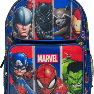 Marvel Superheroes 16" Licensed Cargo School Backpack For Boys (Avengers Black-Blue)