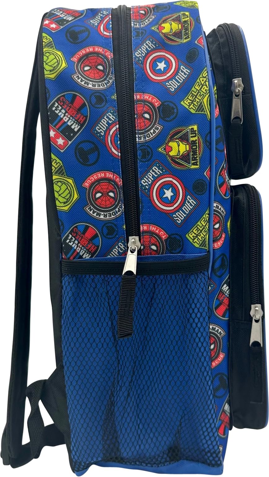 Marvel Superheroes 16" Licensed Cargo School Backpack For Boys (Avengers Black-Blue)