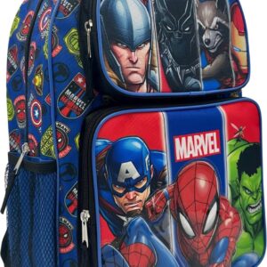 Marvel Superheroes 16" Licensed Cargo School Backpack For Boys (Avengers Black-Blue)