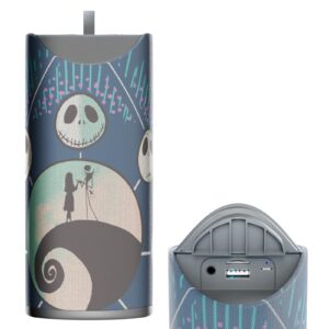 disney tim burton’s the nightmare before christmas bluetooth speaker- jack and sally splashproof wireless speaker w/ 3 hrs playtime/sd slot/fm radio- jack skellington gifts for women, men and all fans