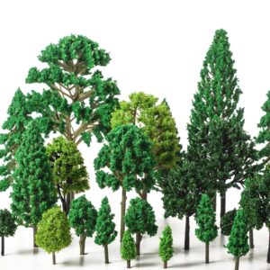 35 pieces model trees 1.2-6.3 inch mixed model tree train scenery architecture trees fake trees for diy crafts, building model, scenery landscape natural green