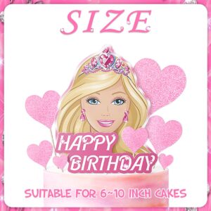 Girl Cake Topper Set, Happy Birthday Cake Toppers, Heart Party Supplies Favor Cake Decorations Pink Party Girly Set