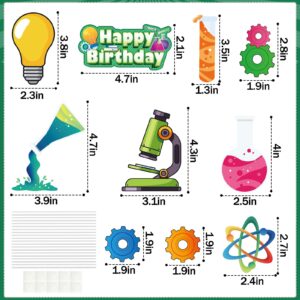 JUYRLE Science Cake Toppers- 21Pcs Mad Scientist Chemistry Theme Party Decorations with Microscope Science Party Favors Science Birthday Party Supplies for Boys Girls Kids Baby Shower