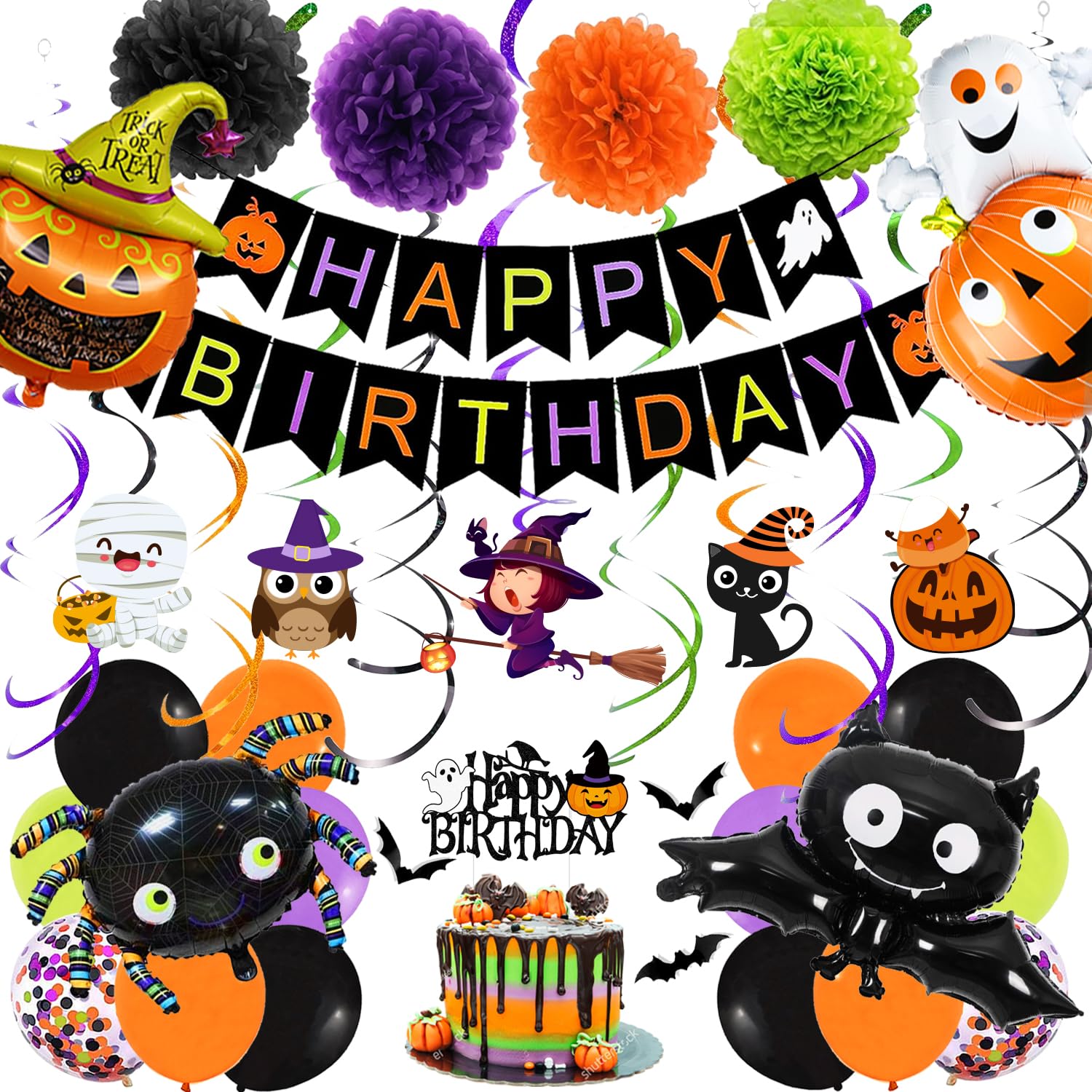 Halloween Party Decorations Halloween Birthday Party Decorations Include Halloween Birthday Banner Halloween Balloon and Halloween Birthday Cake Topper for Halloween First Birthday Decorations