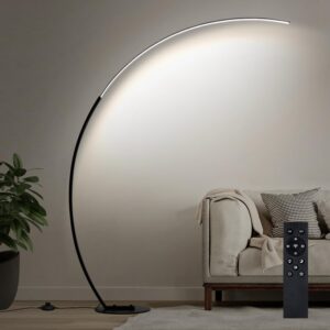 dimmable led floor lamp with 3 color temperatures, ultra bright 2000lm arc floor lamps for living room, modern standing tall lamp with remote control reading floor lamp for bedroom office classroom