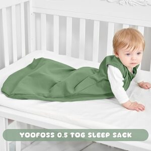 Yoofoss Baby Sleep Sack 12-18 Months Baby Wearable Blanket 100% Cotton 2-Way Zipper TOG 0.5 Toddler Sleeping Sack, Comfy Soft Lightweight Sleep Sacks for Babies - Dark Green (Large)