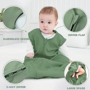 Yoofoss Baby Sleep Sack 12-18 Months Baby Wearable Blanket 100% Cotton 2-Way Zipper TOG 0.5 Toddler Sleeping Sack, Comfy Soft Lightweight Sleep Sacks for Babies - Dark Green (Large)