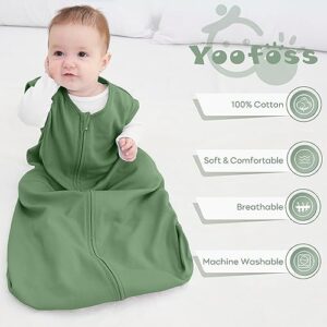 Yoofoss Baby Sleep Sack 12-18 Months Baby Wearable Blanket 100% Cotton 2-Way Zipper TOG 0.5 Toddler Sleeping Sack, Comfy Soft Lightweight Sleep Sacks for Babies - Dark Green (Large)