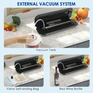 MAXDONE Vacuum Sealer Machine 80Kpa Food Vacuum Sealer for Food Storage Food Sealer Machine 5-in-1 for Dry/Moist Modes Built-in Cutter, 10 Vacuum Sealer Bags & 1 Roller Bag & 1 Air Suction Hose