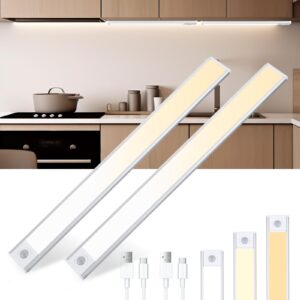 firelex 2 pack under cabinet lights - 15.7 inches wireless under cabinet lighting motion sensor closet lights under counter lights for kitchen 3 colors dimmable magnetic cabinet lights for bedroom