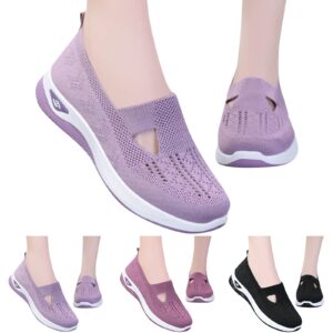 Shoes for Women Durable Anti Slip Sneakers Mesh Breathable Round Toe Sports Shoes Dressy Wide Fitting Sneakers Loafers Ladies Lightweight Soft Sole Trail Running Jogging Shoes Black