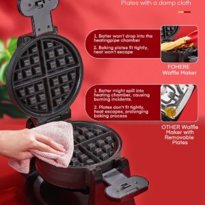 Waffle Maker, Belgian Waffle Maker Iron 180° Flip Double Waffle, 8 Slices, Rotating & Nonstick Plates, Removable Drip Tray Easy to Clean, Cool Touch Handle, Handle Lock for Easy Storage, 1400W (Red)