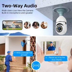 Nossley 5G Wifi Light Bulb Camera,360°HD Security Camera,Light Camera Full Colour Night,Two Way Talk Sound Alarm, Cameras Wireless Outdoor Motion Detection ,Cloud Service Free Trial1month, White