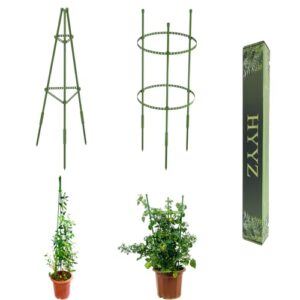 hyyz plant stakes-2pcs 21inch trellis for climbing plants outdoor, customizable peony cages and supports, adjustable small tomato cage, stackable and assembleable garden trellis in various styles.