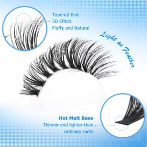 DIY Lashes Extension Kit 50P Eyelash Extension Kit Individual Lash Clusters Kit with Bond and Seal Glue Waterproof and Tweezers for Self Application at Home (240Pcs-0.07D-8-16MM)