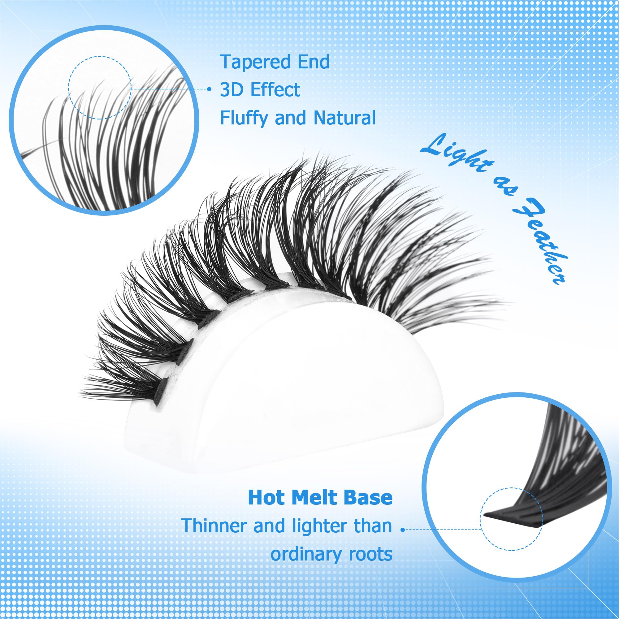 DIY Lashes Extension Kit 50P Eyelash Extension Kit Individual Lash Clusters Kit with Bond and Seal Glue Waterproof and Tweezers for Self Application at Home (240Pcs-0.07D-8-16MM)