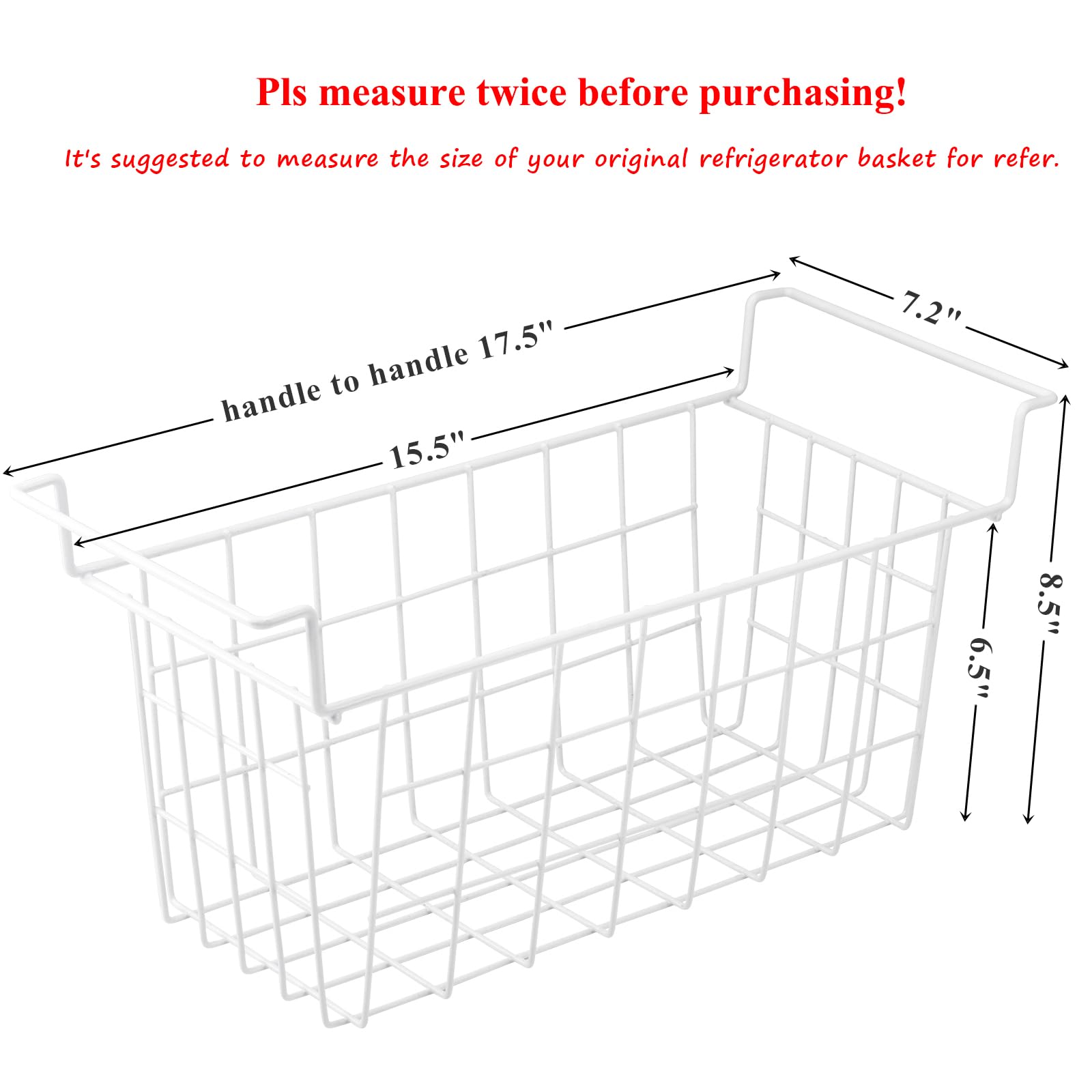 Homics Chest Freezer Baskets 17.5 Inch, Chest Freezer Organizer Bins Metal Wire Storage Baskets with Hanging Handles for Deep Freezer, Set of 2