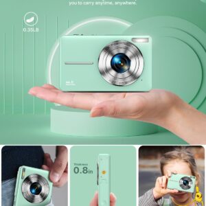 Digital Camera, FHD 1080P Kids Camera 44MP Compact Digital Camera with 32GB Card, 1 Batteries 16X Digital Zoom Point and Shoot Digital Cameras Gift for Kids Boys Girls Teens (Green)