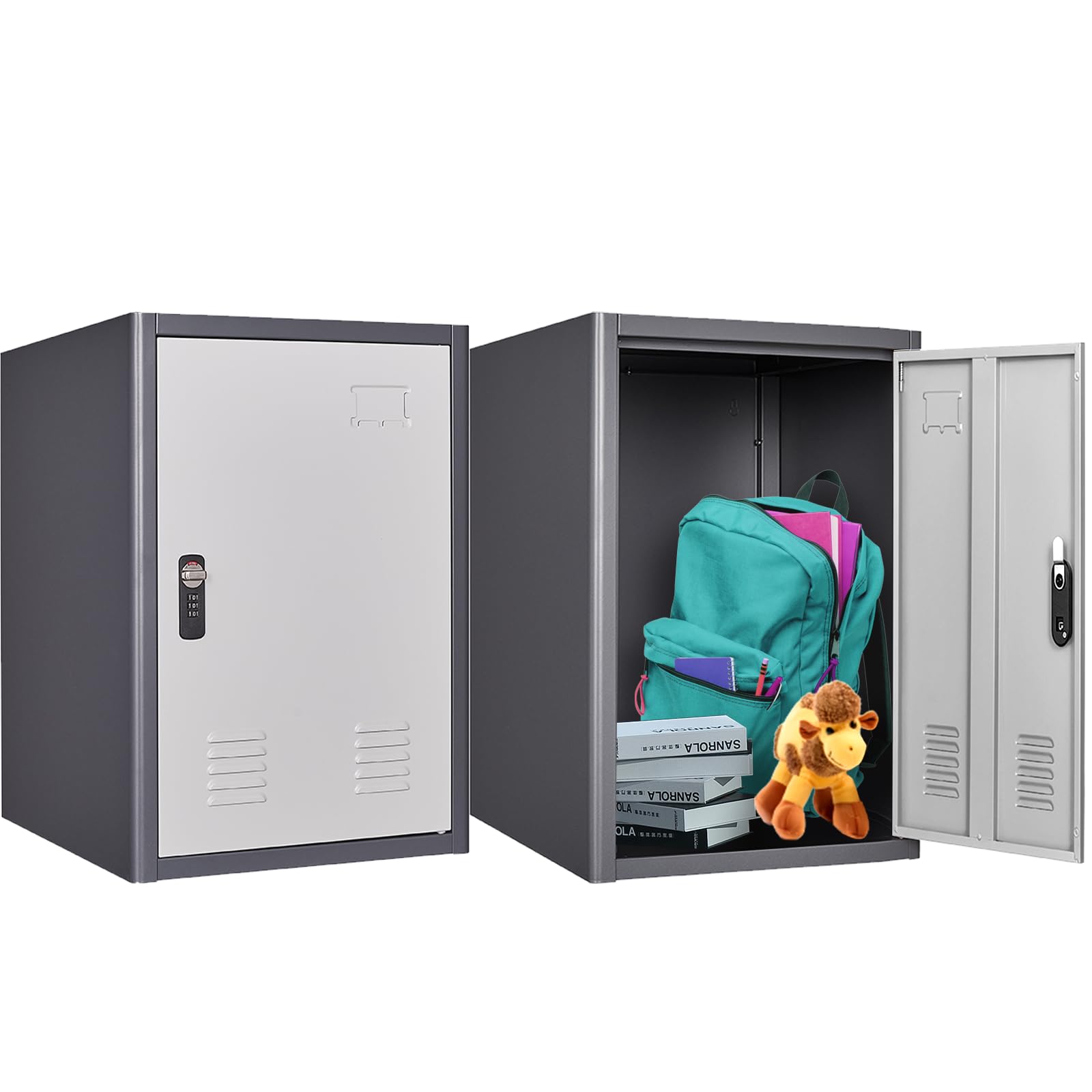 3.5CUB Locker Storage Cabinet, 19.7"H Metal Locker Storage Cabinet With 1 Doors, Small Metal Locker,Lockable Storage Cabinet,for employees,Office,Kids locker - Assembly Required (Elegant Gray)