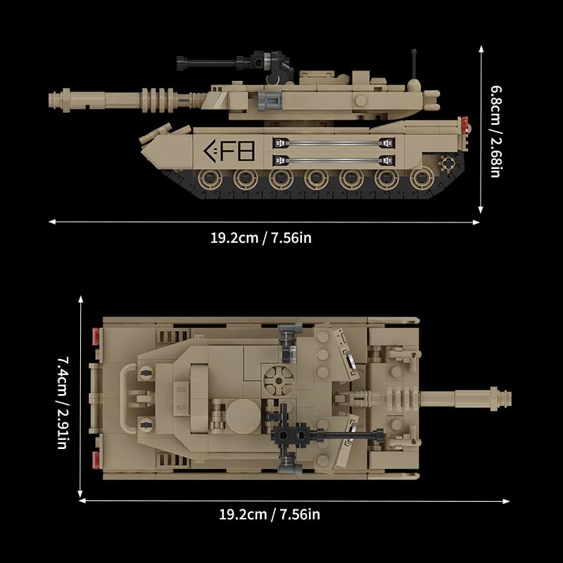 Nitevaw Military Tank Building Blocks Military Sets 406 pcs WW2 Military M1A2 Main Battle Tank Toy with 2 Soldier Figures