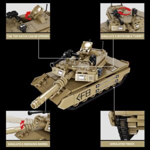 Nitevaw Military Tank Building Blocks Military Sets 406 pcs WW2 Military M1A2 Main Battle Tank Toy with 2 Soldier Figures