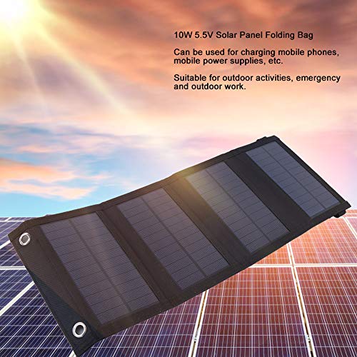 VTOSEN 10W 5.5V Portable Solar Panel Folding Charger Board for Outdoor Travel Camping Black - Efficient and Reliable Solar Panel Charger for On The Go Power Generation