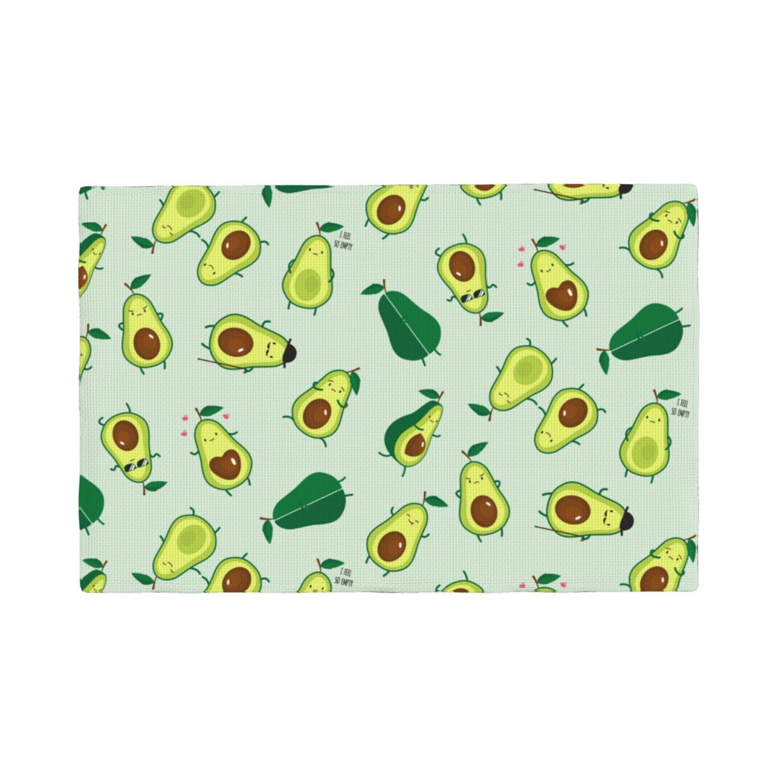 Green Cute Avocado Placemats Set of 6,Table Placemats Outdoor Indoor Placemats Rectangle,Washable Place Mats for Dining Kitchen Table Decor,Picnic Placemat Table Mat Kitchen Decor 12 X 18 in