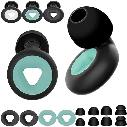 Ear Plugs for Sleeping Noise Cancelling-Reusable 26dB Noise Reduction Flexible Silicone Hearing Protection,Washable,4 Pairs Ear Tips and 3-Color Sound Track for Concerts,Study,Work