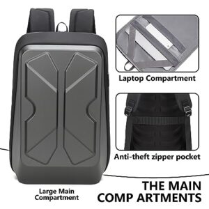 JUMO CYLY HardShell Travel Laptop Backpack, Waterproof Gaming Backpack with USB Charging Port Mens Slim Business Daypack For 15.6 Inch