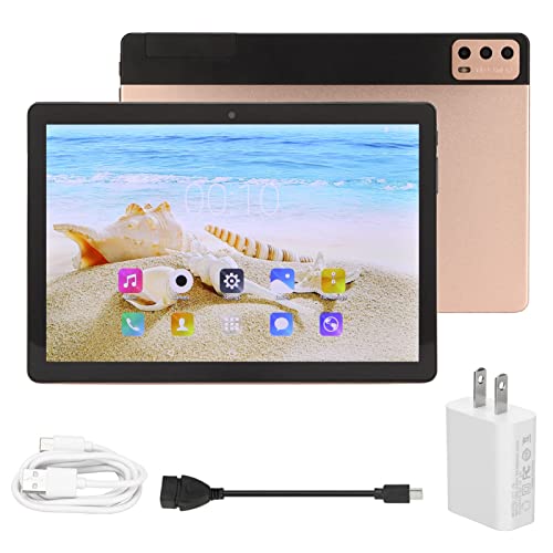 Tablet PC, 100-240V 4G RAM 128G ROM Tablet 10 Inch IPS Screen Octa Core Processor for Home for Travel (Gold)