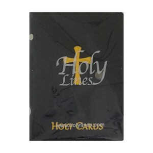 Black Faux Leather 20 Sleeve Forty Prayer Cards Holder and Set of 54 Holy Cards, Holy Card Organizer Holds 40 Laminated or Card Stock Memorial Saint Sacraments or Meditation Cards with Box of 54 Cards