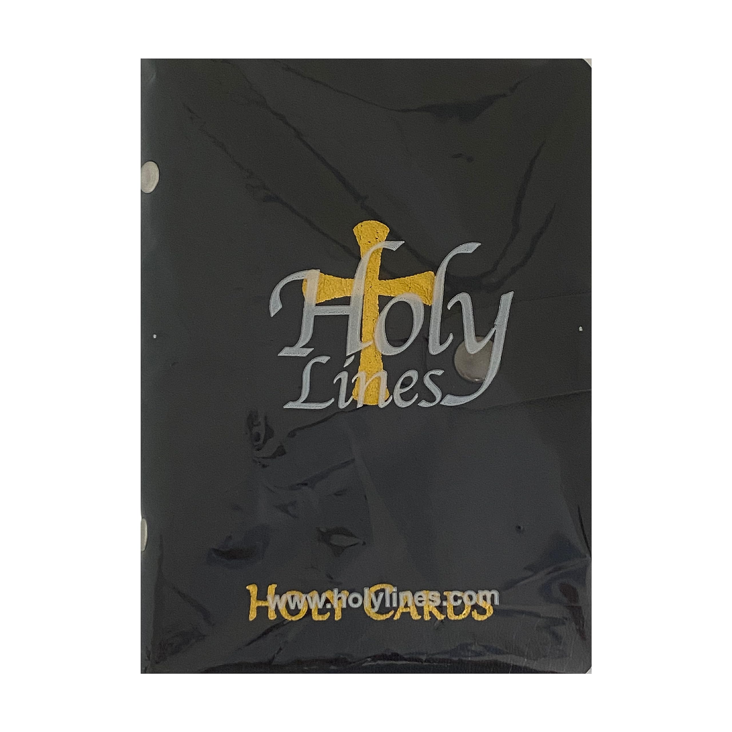 Black Faux Leather 20 Sleeve Forty Prayer Cards Holder and Set of 54 Holy Cards, Holy Card Organizer Holds 40 Laminated or Card Stock Memorial Saint Sacraments or Meditation Cards with Box of 54 Cards