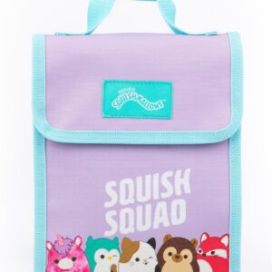 Squishmallows Girls 4 Piece Backpack Set | Kids Purple Rucksack Bundle with School Bag, Pencil Case, Lunch Bag & Water Bottle