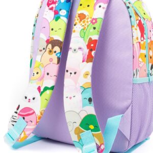 Squishmallows Girls 4 Piece Backpack Set | Kids Purple Rucksack Bundle with School Bag, Pencil Case, Lunch Bag & Water Bottle