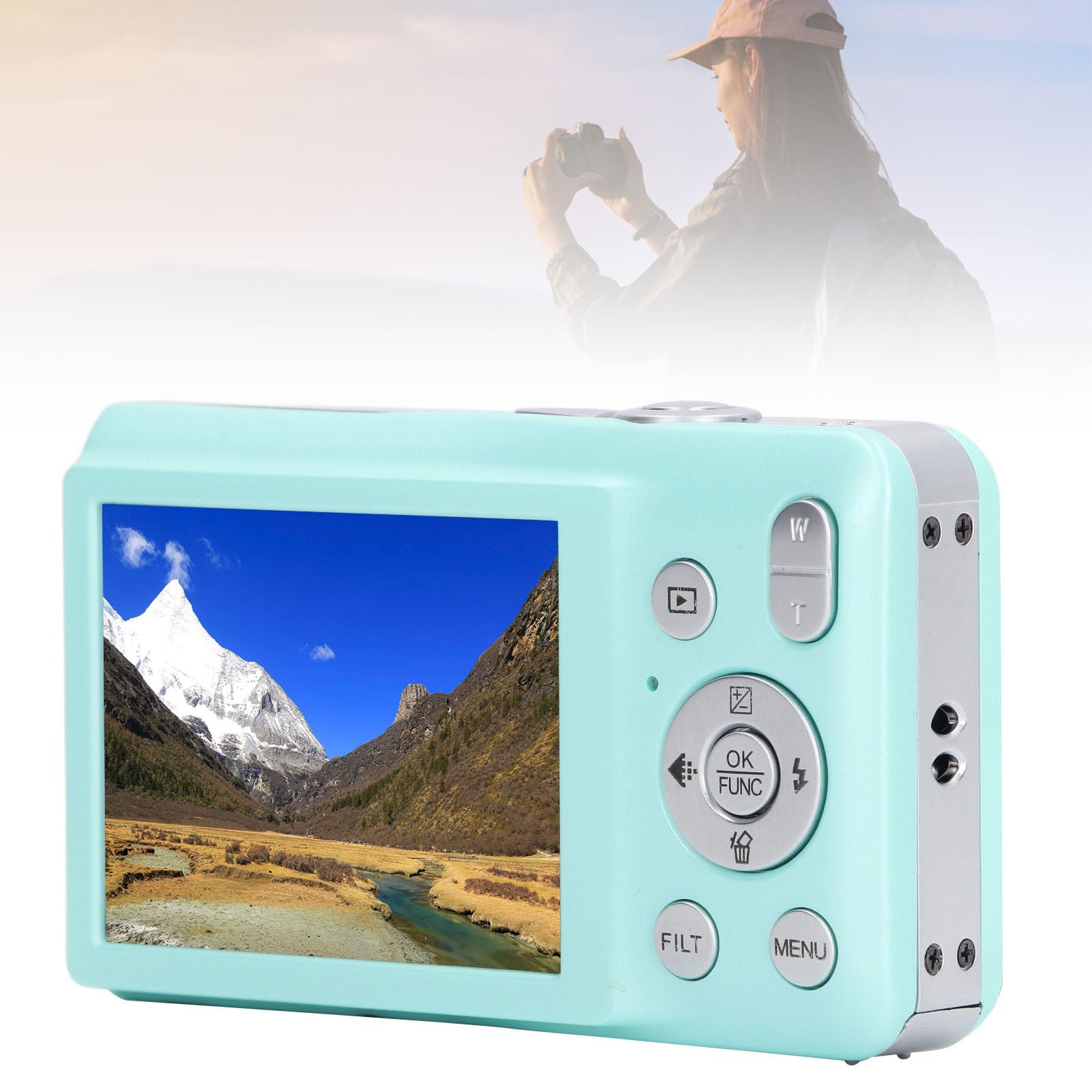 8K Digital Camera, 2.7inch 68MP IPS Vlogging Selfie Dual Screen Camera with 16X Digital Zoom, 20 Built in Beauty Filters, 750mAh WiFi Digital Video Camera for Vlogging (Green)