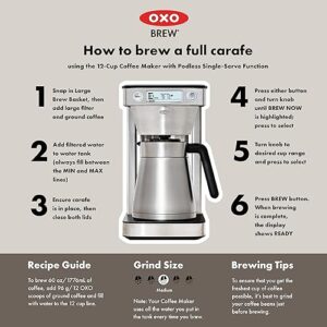 OXO Brew 12-Cup Coffee Maker With Podless Single-Serve Function,Silver