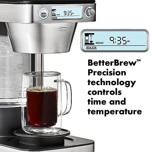 OXO Brew 12-Cup Coffee Maker With Podless Single-Serve Function,Silver