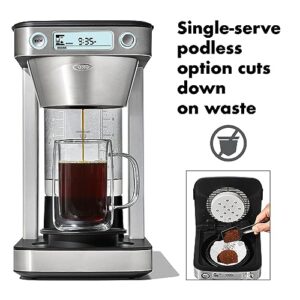 OXO Brew 12-Cup Coffee Maker With Podless Single-Serve Function,Silver