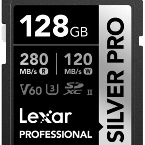 Lexar 128GB Professional 128GB SILVER PRO SDXC Memory Card, UHS-II, C10, U3, V60, Full-HD & 4K Video, Up To 280MB/s Read, for Professional Photographer, Videographer, Enthusiast (LSDSIPR128G-BNNNU)