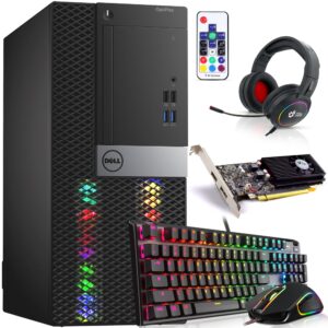 dell rgb gaming tower computer pc, intel core i7 6th gen, 32gb ddr4 ram, 1tb solid state drive, amd radeon rx 6400 4gb gddr6, built-in wifi, hdmi, rgb set, windows 10 pro (renewed)