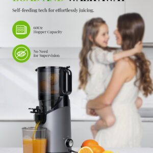 Self Feeding GDOR Cold Press Juicer with 5.3” Feed Chute, Tritan Material, Powerful 150NM Motor Slow Juicer Machines, Heavy Duty, Masticating Juice Extractor Fits Whole Fruits & Veggies, Easy to Clean