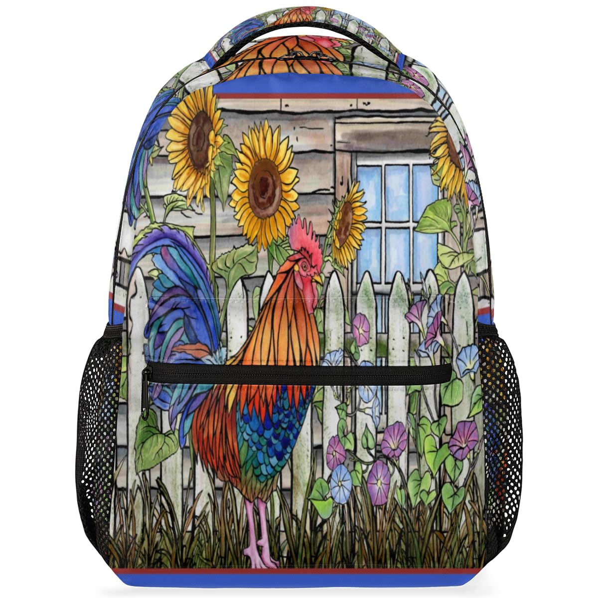 Rooster Oil Painting Travel Laptop Backpacks Lightweight Travel Hiking Camping Casual Daypack Backpack for Men Women Adults