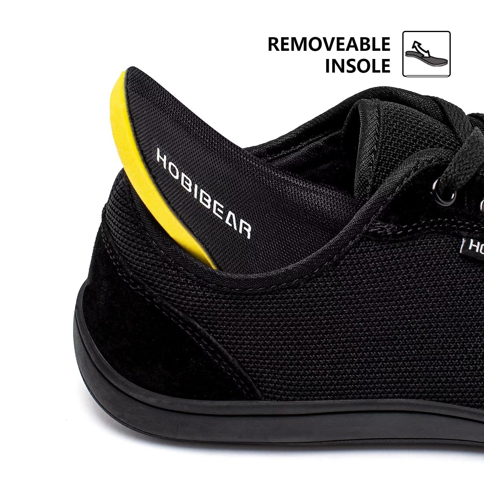 HOBIBEAR Barefoot Minimalist Shoes Womens Mens | Zero Drop | Wide Width Fashion Sneaker Black,Women 8/Men 7