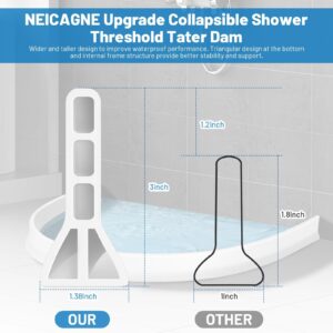 NEICAGNE 3" High Shower Threshold Water Dam 67 Inch Long Collapsible Shower Water Splash Guard Self-adhesive, Shower Water Barrier for Wet and Dry Separation in Bathroom Kitchens White