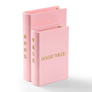 home decor book shaped decorative vase,resin vases for home decor,nique home,bedroom,office accent,bookshelf unique vase book lover (pink)